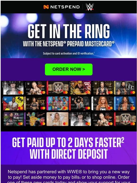 WWE Shop: WWE Netspend Prepaid Mastercard - Get Paid Up to 2 Days ...