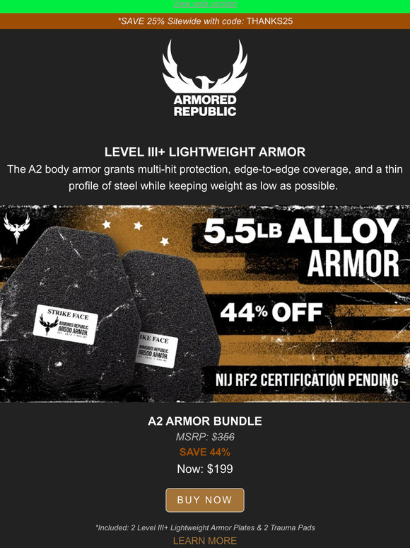 ar500armor: 44% OFF A2 Level III+ Lightweight Armor | Milled