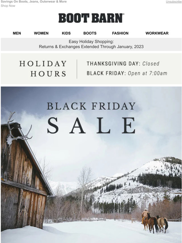 Boot Barn: Black Friday Early Access Starts Now Online | Milled