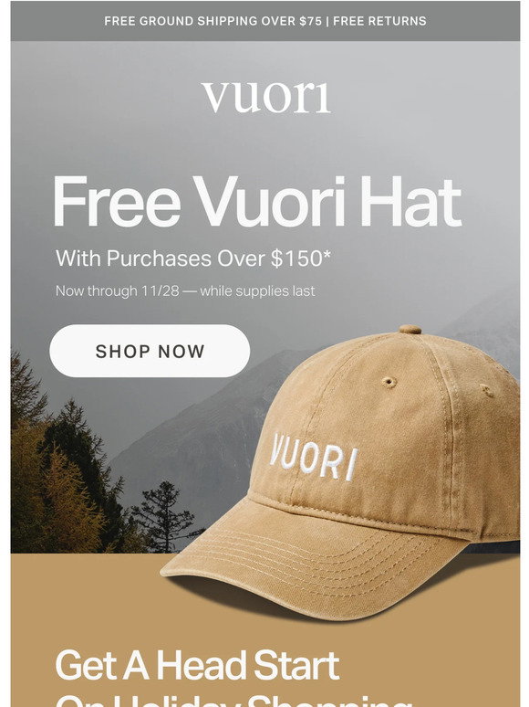 Vuori: Our gift for you: FREE Vuori Hat with orders $150+ | Milled