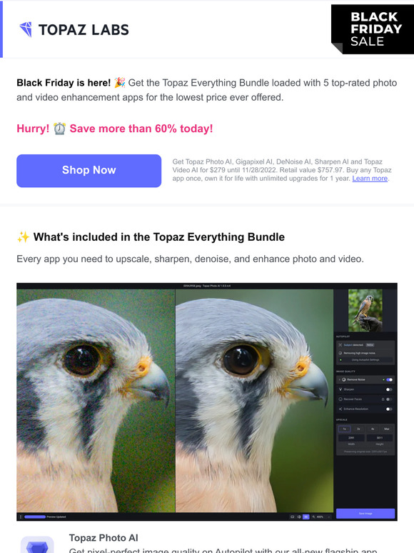 Topaz Labs: Black Friday is here! Save more than 60% on our best photo ...