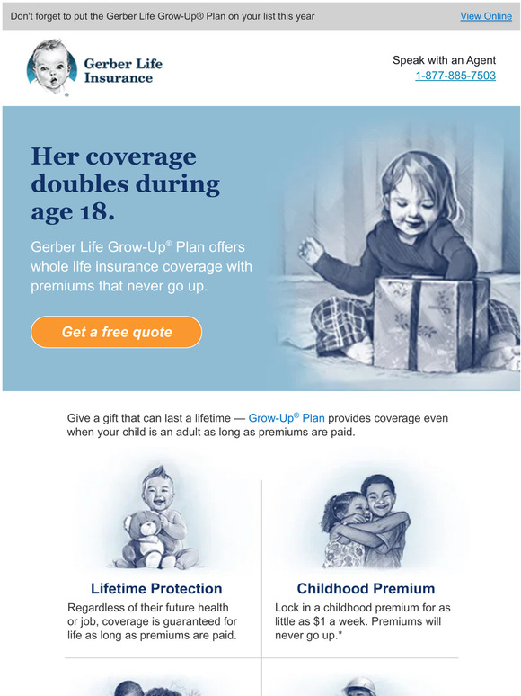 Gerber Life: Give coverage that doubles during age 18 | Milled