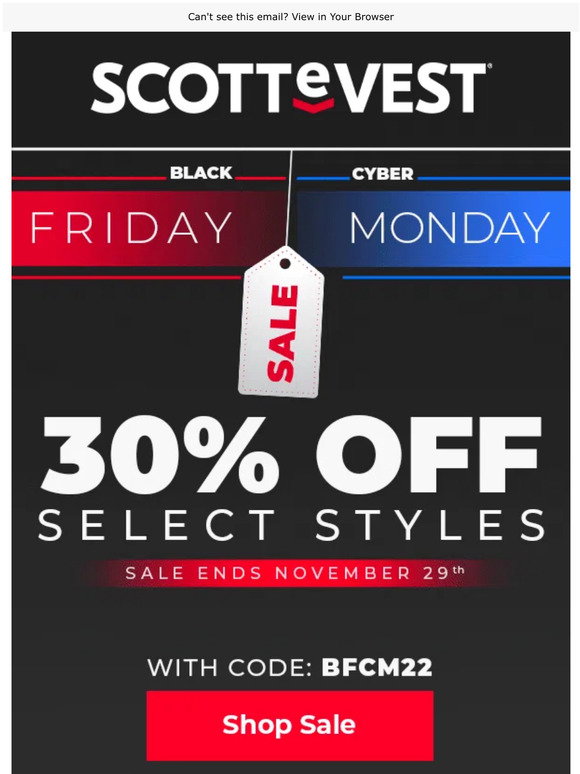 SCOTTeVEST: all caps emoji emoji percent off triple exclamation point ...