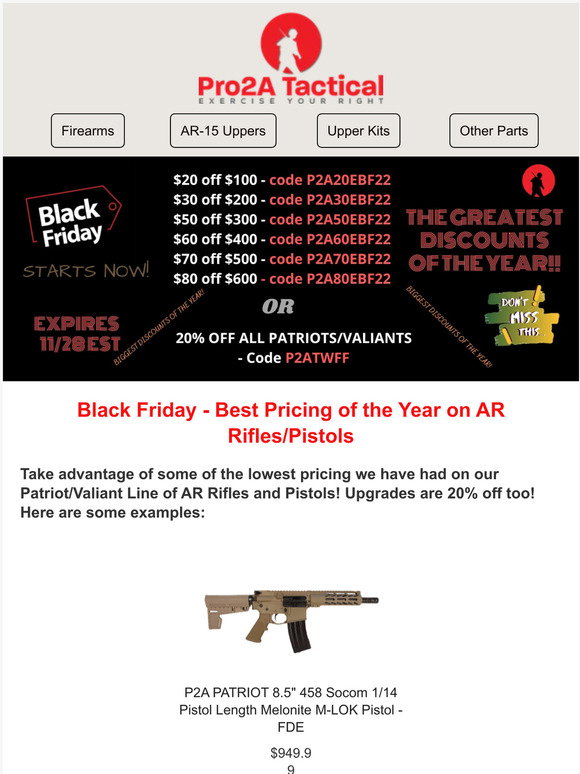 Pro2A Tactical: Best Pricing of the Year on AR Rifles/Pistols | Milled
