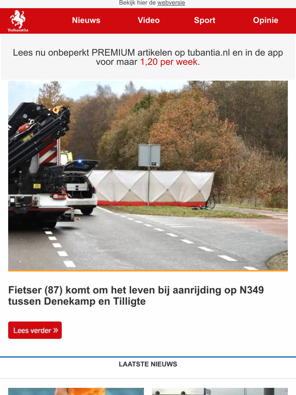Tubantia: Fietser (87) komt om het leven bij aanrijding op N349 tussen Denekamp en Tilligte | Milled