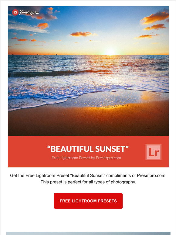 Presetpro: Free Lightroom Preset "Beautiful Sunset" | Milled