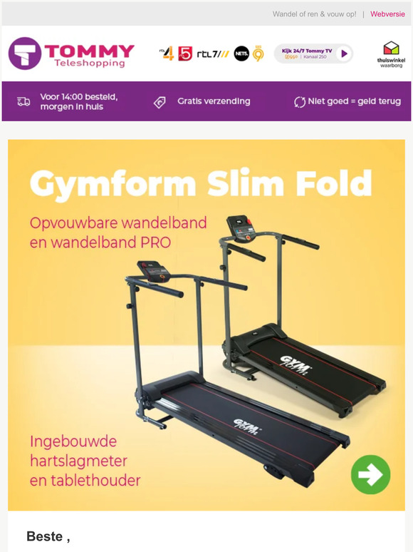 TommyTeleshopping.be: Ontdek Gymform’s opvouwbare loop- en wandelbanden ...