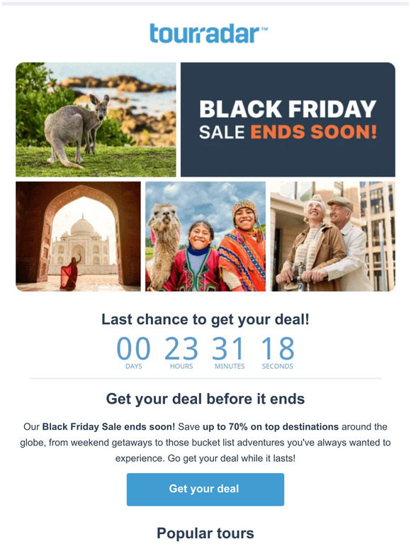 TourRadar: Black Friday Deals end in 24 hours! ⏰ | Milled