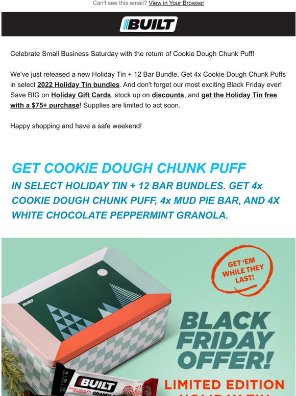 Built Bar: Cookie Dough Chunk Puff is back! 🥳 | Milled
