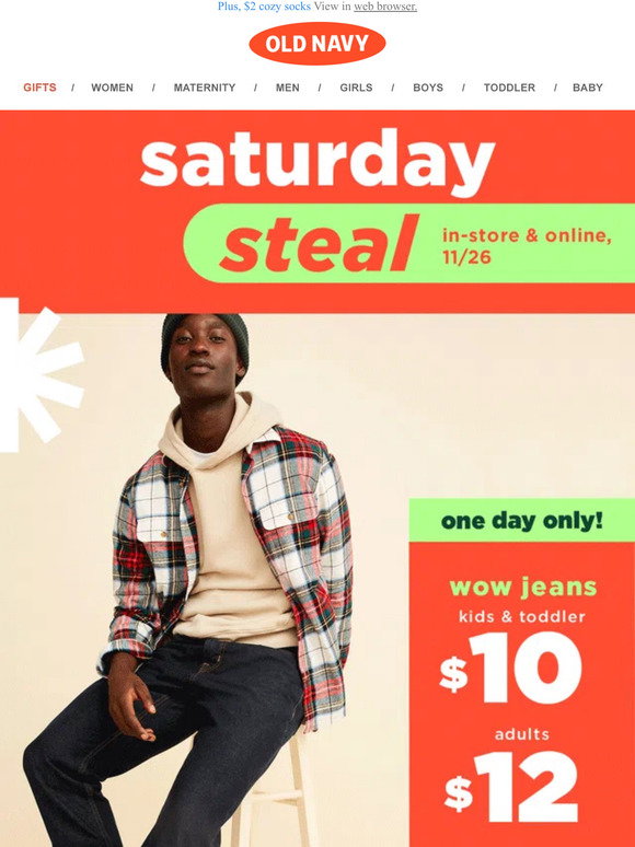 Old Navy: Open soon: $12 JEANS won't last + 50% OFF *EVERYTHING* is ...