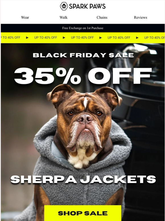 Spark Paws: 35% Off Best-Selling Dog Sherpa Jackets 🐑 | Milled