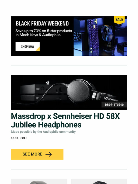 Massdrop: Massdrop x Sennheiser HD 58X Jubilee Headphones, Massdrop x ...