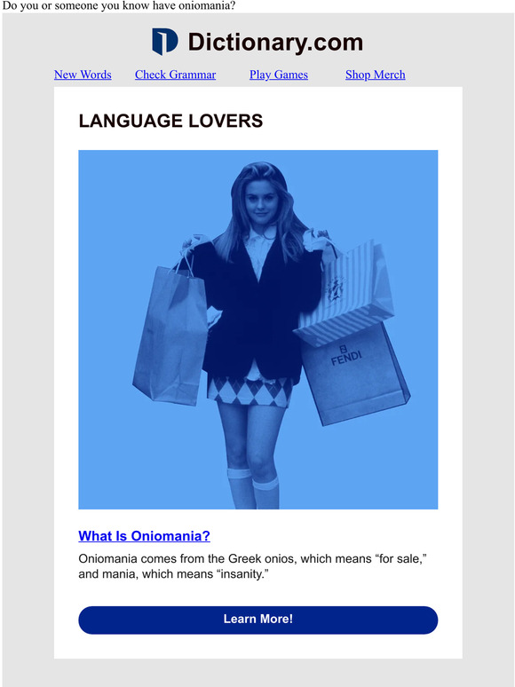 Dictionary.com: 🛍️ Do You Have "Oniomania"? | Milled