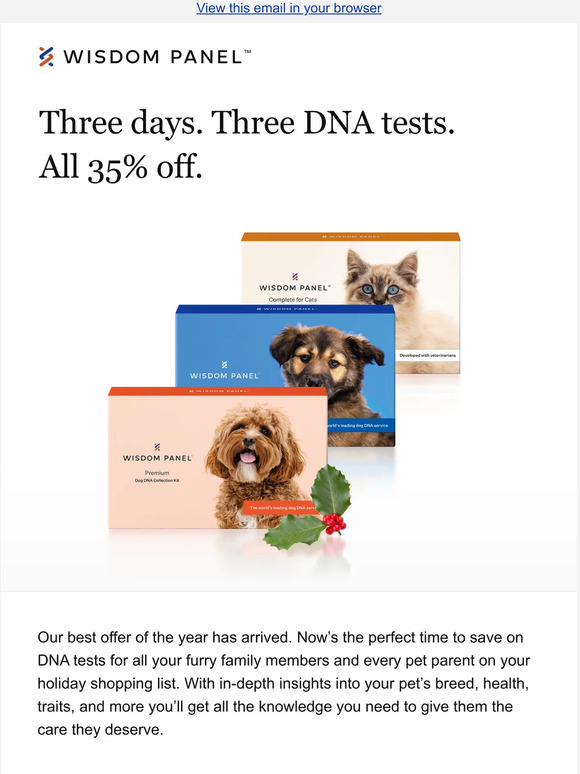 Wisdom Panel: Our biggest sale of the year is here 🧬 | Milled