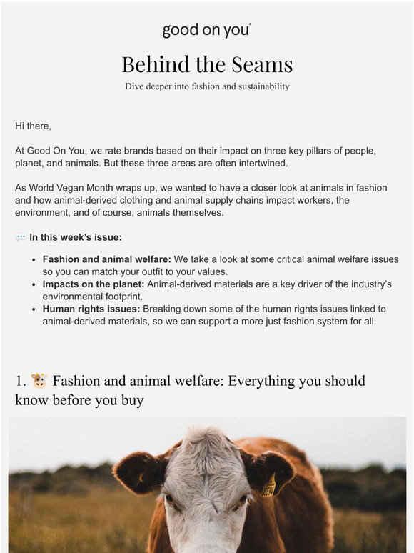 Good On You: 🤔 The impact of animal-derived clothing | Milled