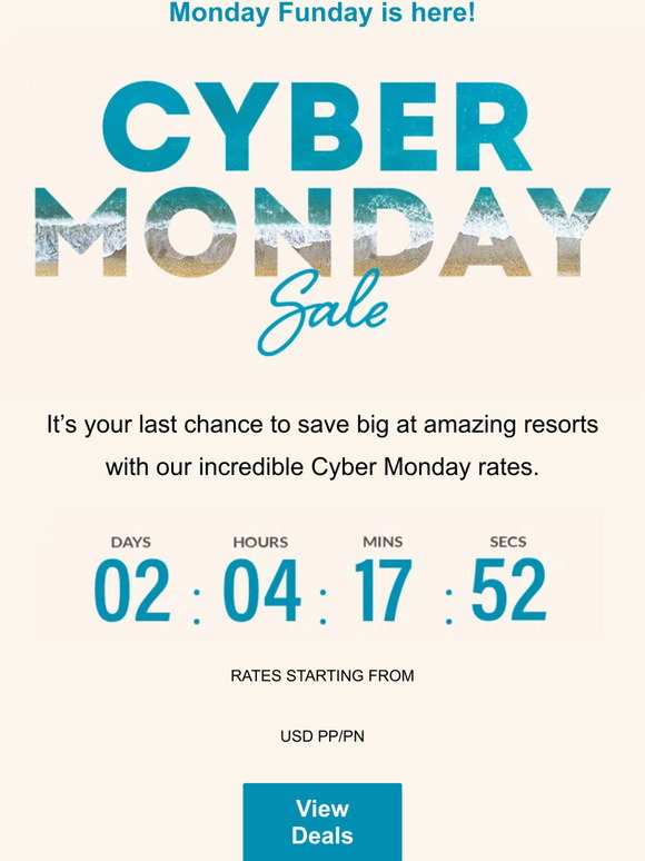 AM Resorts UK: Kick Your Case of the Mondays: Cyber Monday Vacation ...