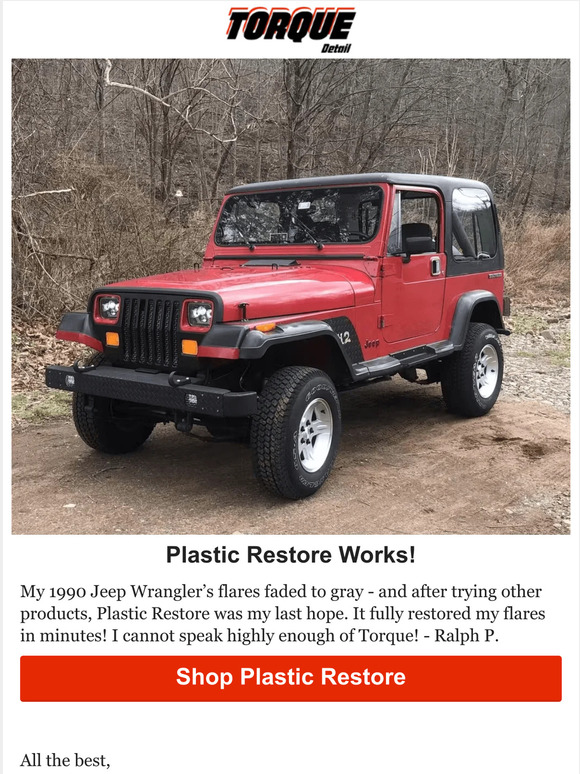 Torque Detail: "Plastic Restore was my last hope.." - Ralph P. | Milled