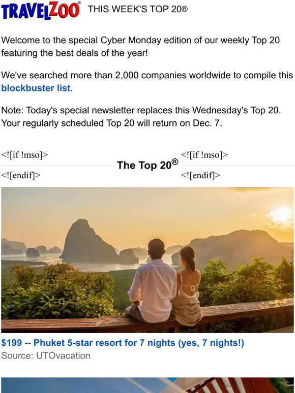 Travelzoo: This Week's Top 20 | Milled