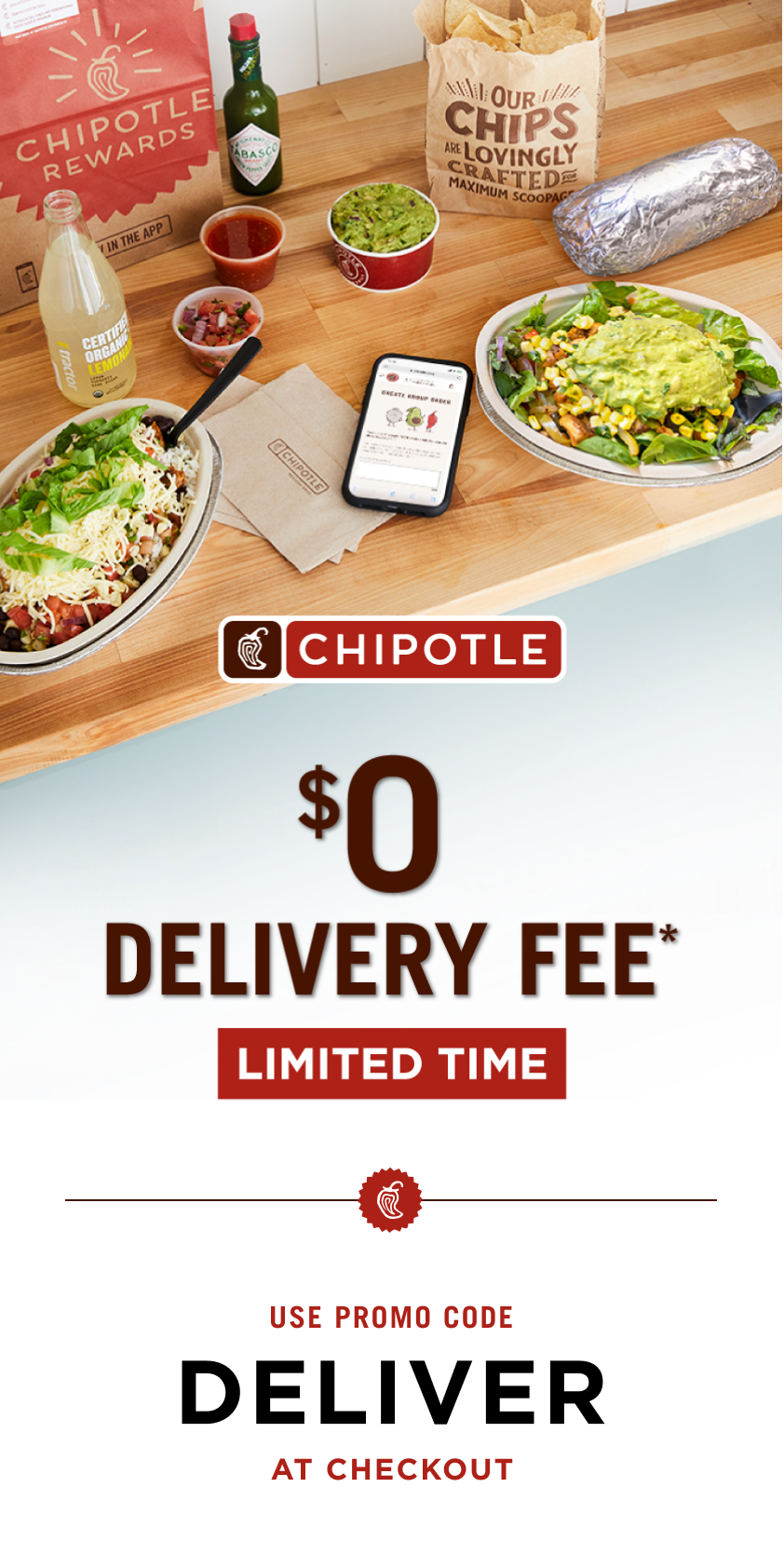 Chipotle: 👉 $0 delivery fee 👈 | Milled