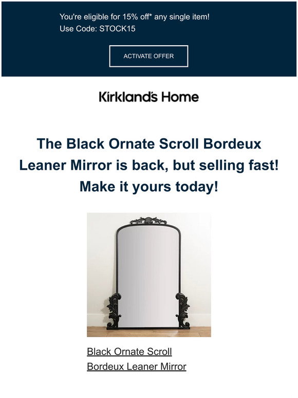 Kirkland's Home: ⚡ Reminder: The Black Ornate Scroll Bordeux Leaner ...