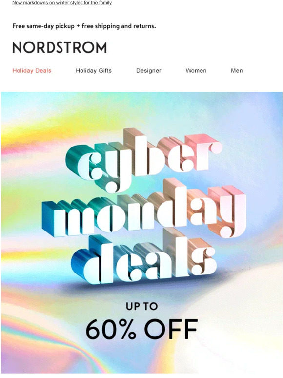 Nordstrom: Up to 60% off: Cyber Mon-Yay 🎉 | Milled