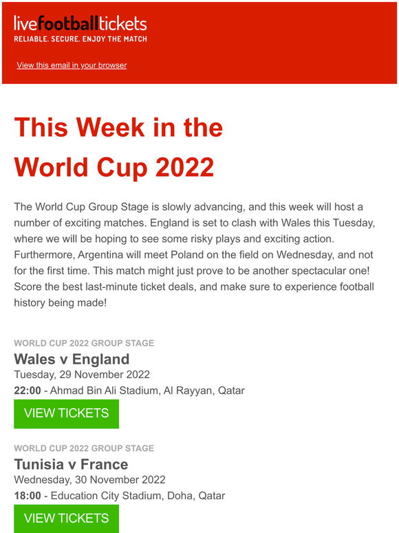 Live Football Tickets: This Week in the World Cup 2022🏆 | Milled