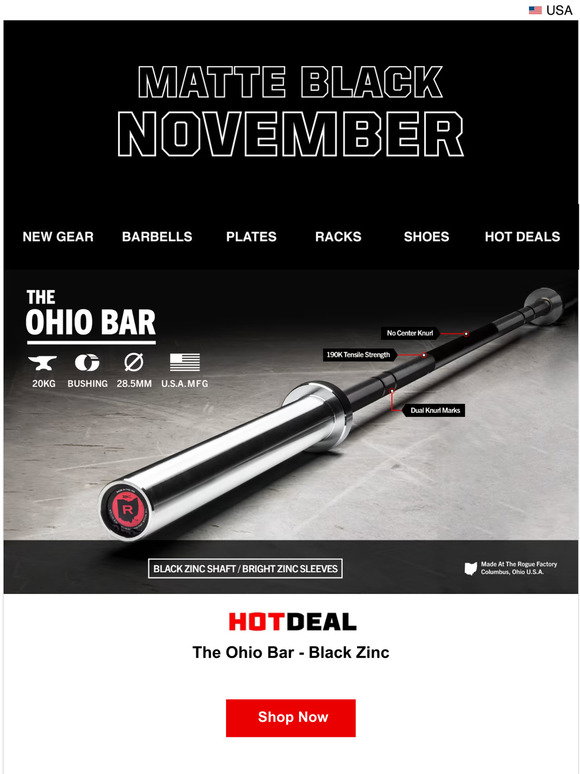 Rogue Fitness: Matte Black November Hot Deals: The Ohio Bar, SML-2 ...
