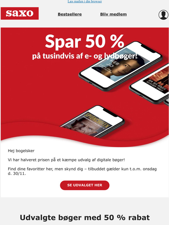 saxo: Spar 50 % på e- og lydbøger 😎 | Milled