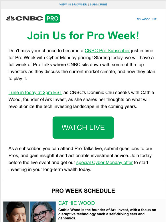 CNBC: Watch top investor Cathie Wood for today's Pro Week exclusive ...