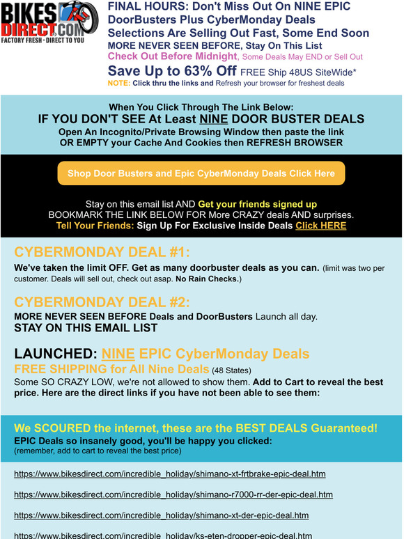 Bikes Direct: DON'T MISS OUT: Direct Links To **NINE EPIC DOOR BUSTERS ...