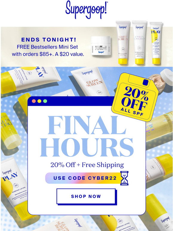 Supergoop: Last Call! 20% off + free mini set | Milled