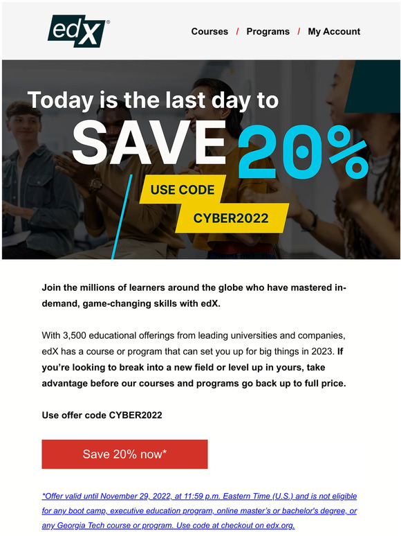 edX: —, here’s your offer code one last time | Milled