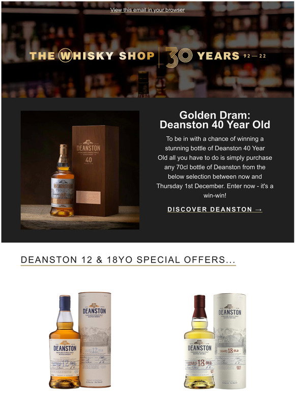 The Whisky Shop: Golden Dram: Deanston 40 Year Old 🥃 | Milled