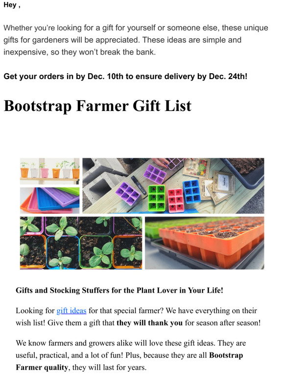 Bootstrap Farmer: Gift Ideas and Final Shipping Dates | Milled