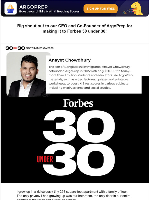 ArgoPrep: ArgoPrep CEO makes it to Forbes 30 under 30! | Milled