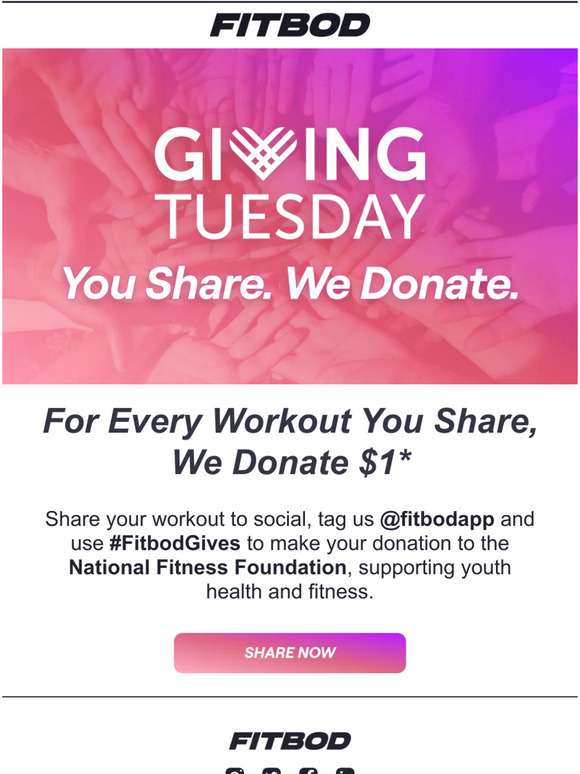 Fitbod: Today: You share, we donate. | Milled