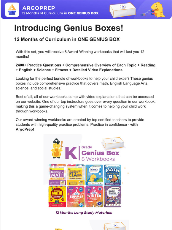 ArgoPrep: 12 Months of Curriculum in ONE GENIUS BOX | Milled