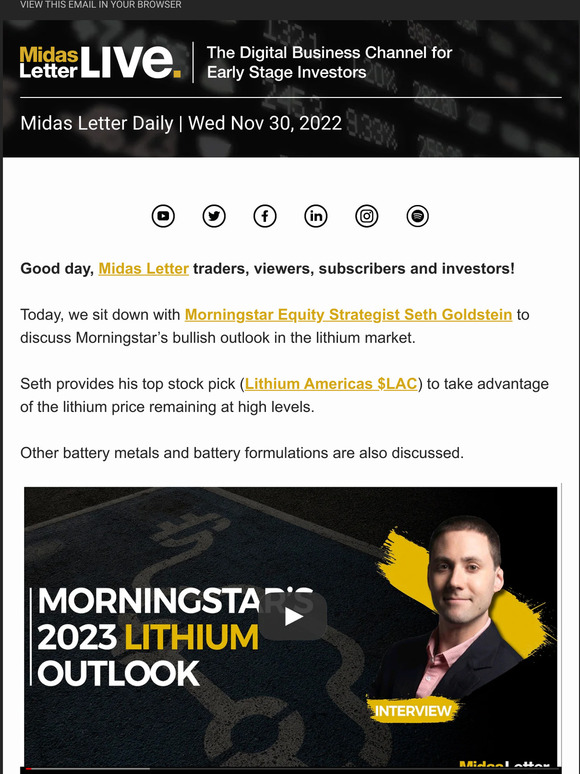 Midas Letter: Morningstar’s 2023 Lithium Outlook | Milled