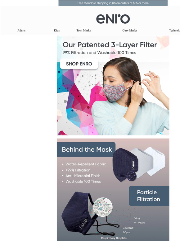 enro: Announcing: Patented Filtration Washable 100 Times | Milled