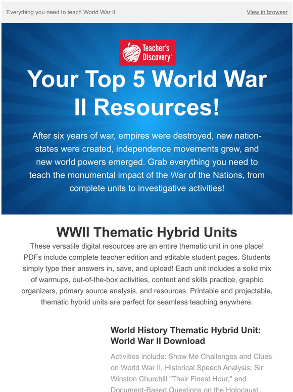 Teacher's Discovery: Top 5 World War II Teacher Resources | Milled