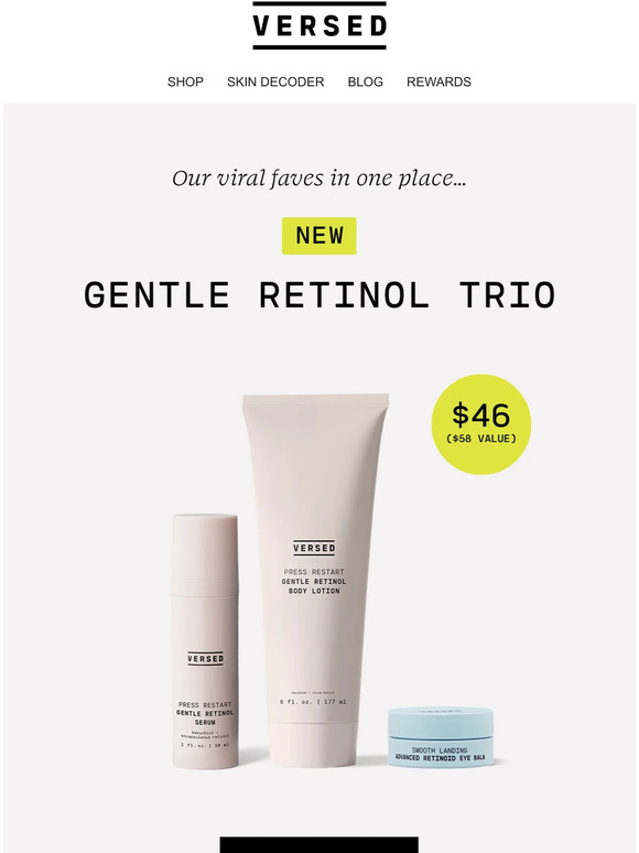 Versed: NEW bundle drop! 3 retinol must-haves | Milled