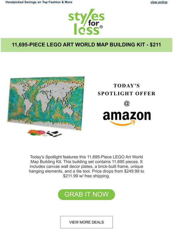 Styles For Less: LEGO Art World Map Building Kit - $211 | Milled