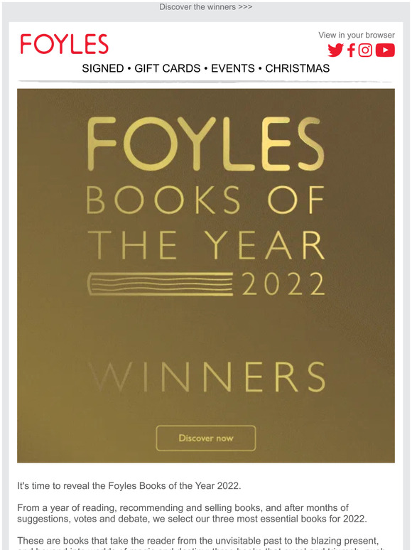 Foyles: Announcing the Foyles Books of the Year 2022 🏆🏆🏆 | Milled