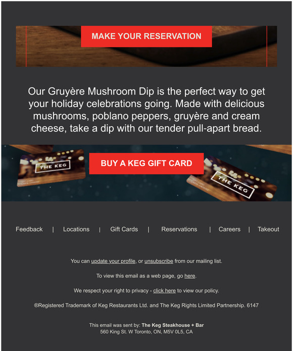 The Keg Steakhouse + Bar: Meet our Gruyère Mushroom Dip | Milled
