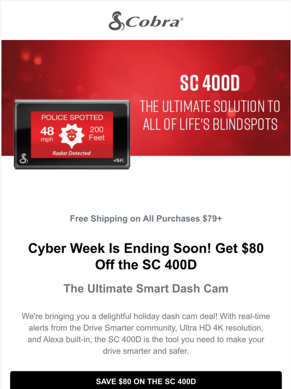 Cobra Electronics: $80 Off the SC 400D Dash Cam For a Limited Time! 📷 ...