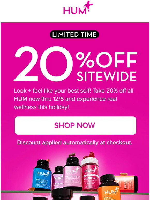 HUM Nutrition: 20% off to look + feel your best this holiday season ...
