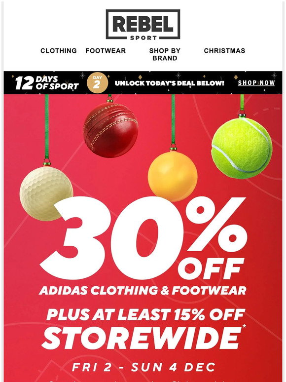 Rebel Sport: 12 Days of Sport + 30% off adidas Clothing & Footwear | Milled