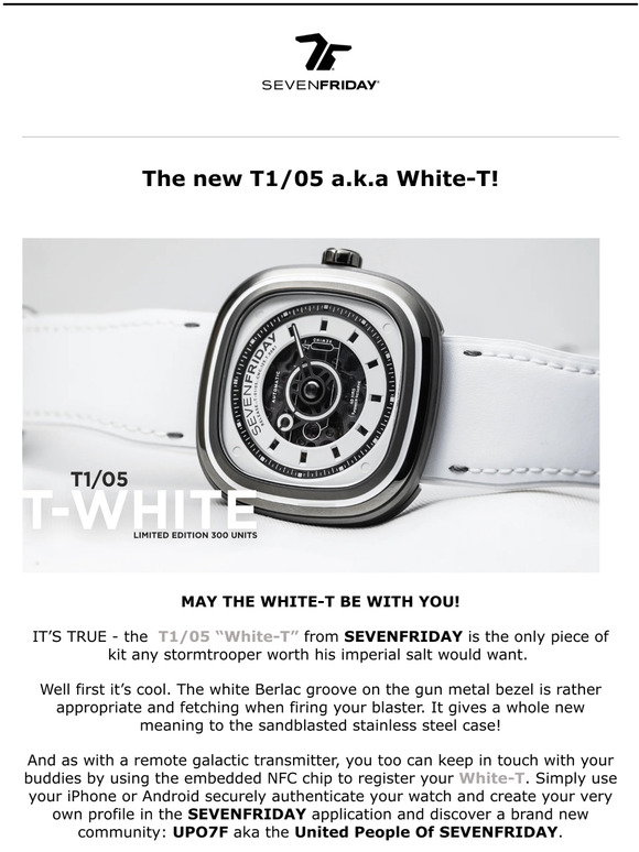 Sevenfriday: MEET THE NEW T1/05 WHITE-T | Milled