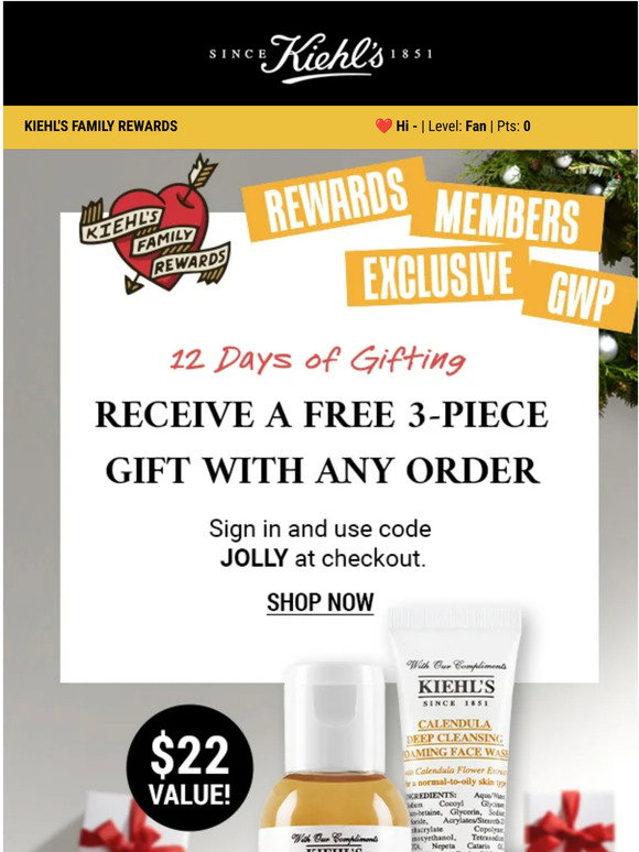 Kiehl's: Rewards Member Exclusive! FREE Gift, Today Only 🎁 | Milled
