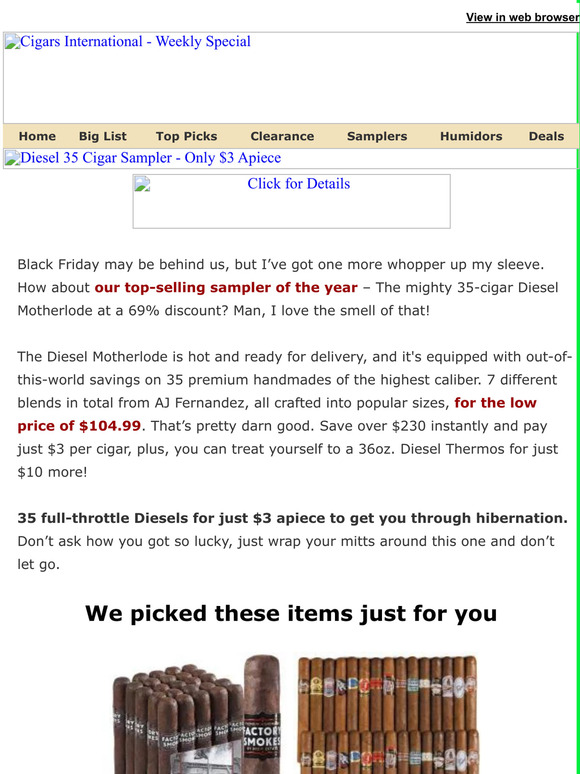 Cigars International: Sampler of the Year. Save 69%! | Milled